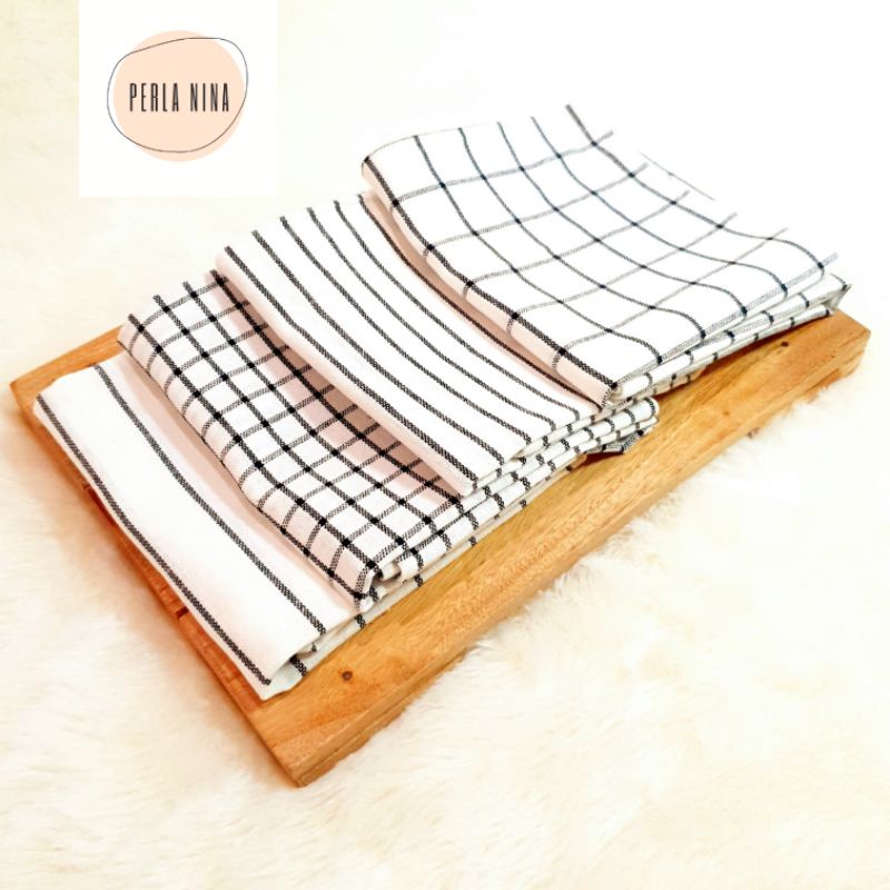 Jual Lap Dapur Putih White Motif Garis Kotak Minimalis Estetik | Shopee ...