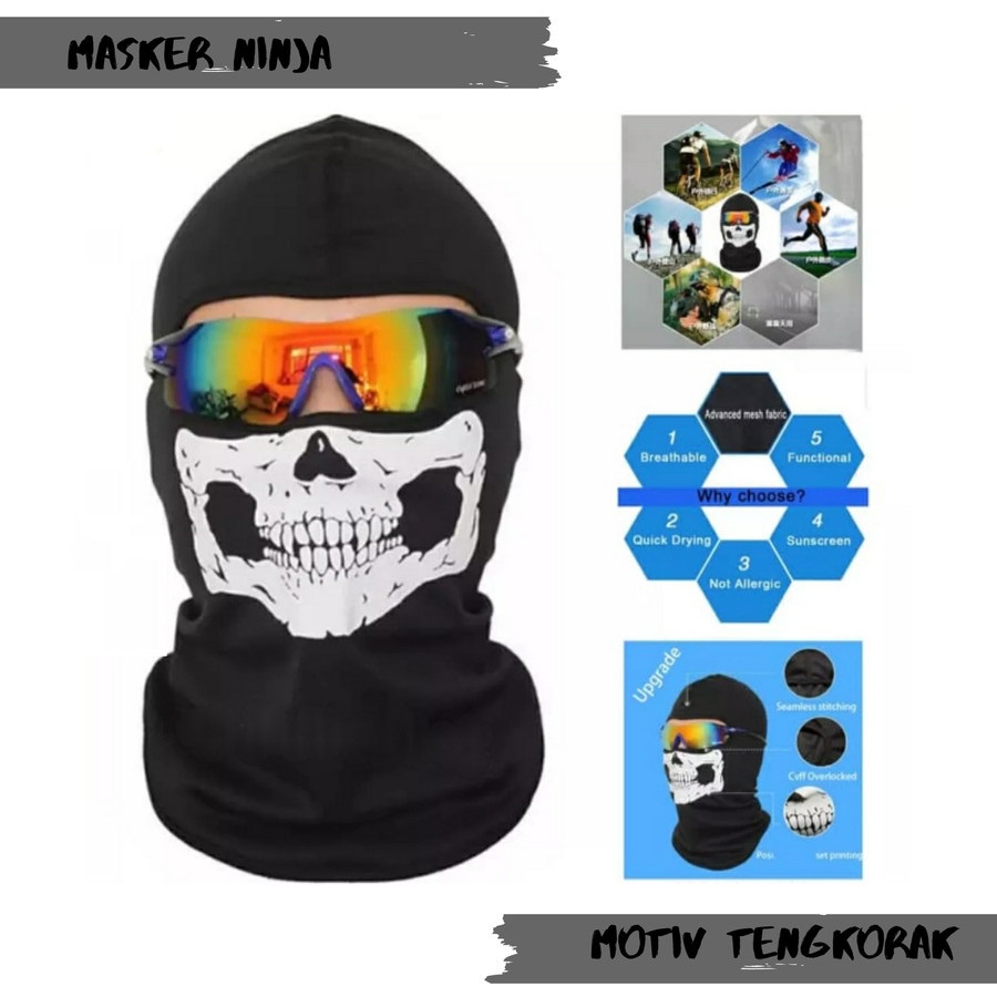 Jual MASKER FULLFACE HELM MOTOR WARNA HITAM MOTIF TENGKORAK MASKER BUFF ...