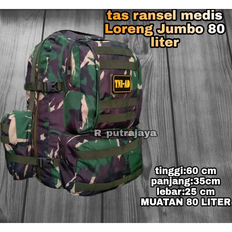 Jual TAS RANSEL medis jumbo 80 liter ARMY/tas Loreng Malpinas Jumbo ...