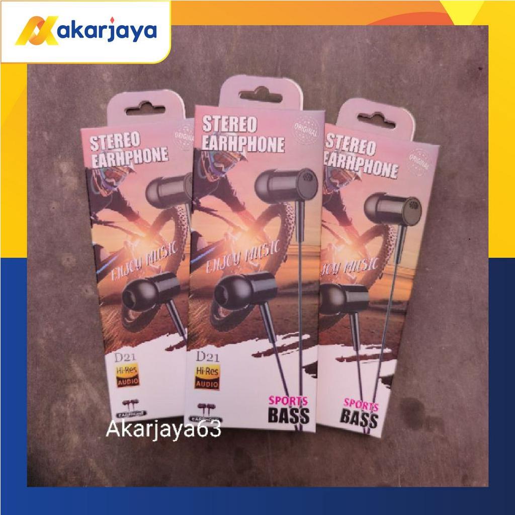 Jual Headset D21 + Mic Stereo Earphone Handsfree | Shopee Indonesia