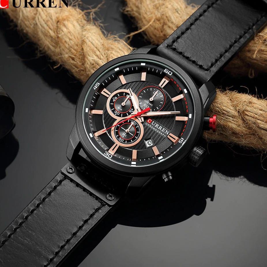 Jual ID8p3Od--CURREN 8291 Jam Tangan Pria Analog Tali Kulit Chronograph ...