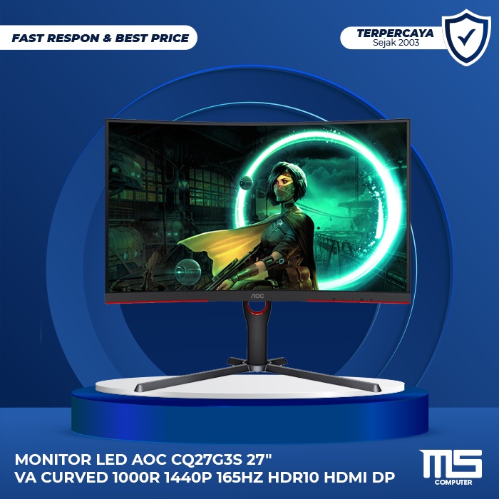 Jual AOC CQ27G3S Curved Gaming Monitor (27"/VA/1ms/165Hz/QHD/1000R ...
