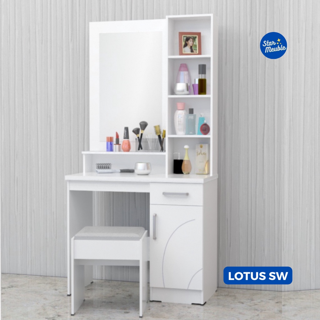 Jual Set Meja Rias + Kursi Meja Kosmetik Meja Makeup dengan Bangku Kaca ...