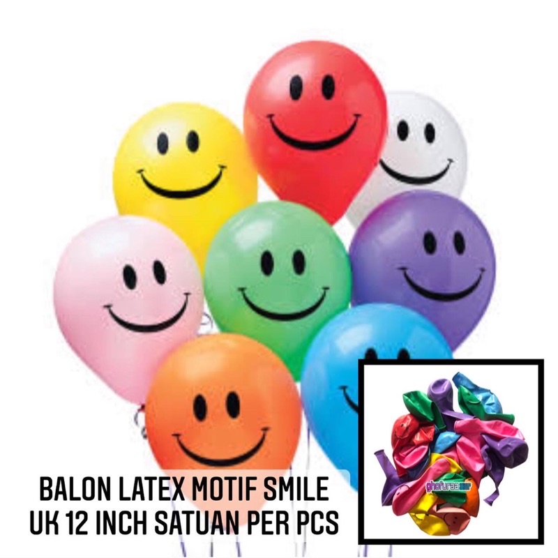 Jual Balon latex motif Smile 12 inch per pcs satuan Balon emote ...