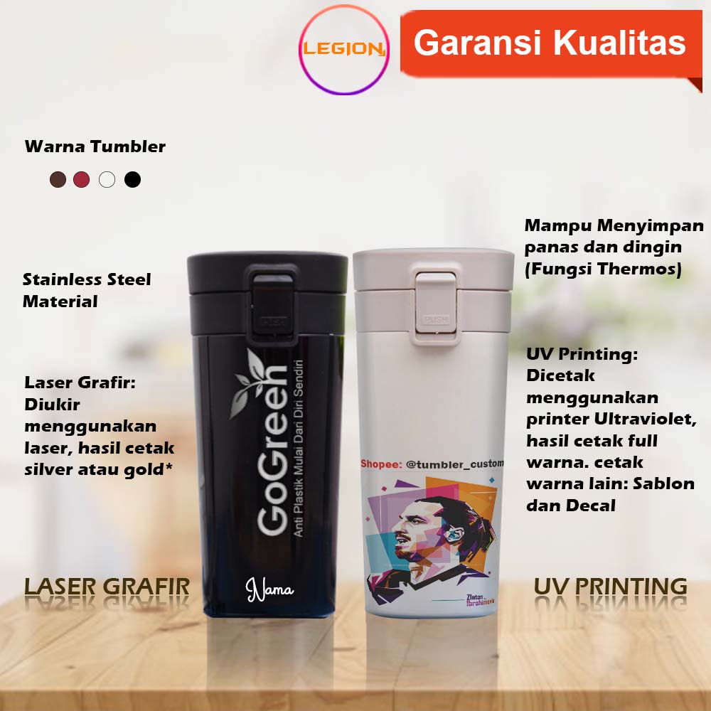 Jual Tumbler Custom foto nama logo dengan Cetak Sablon, Grafir Silver ...