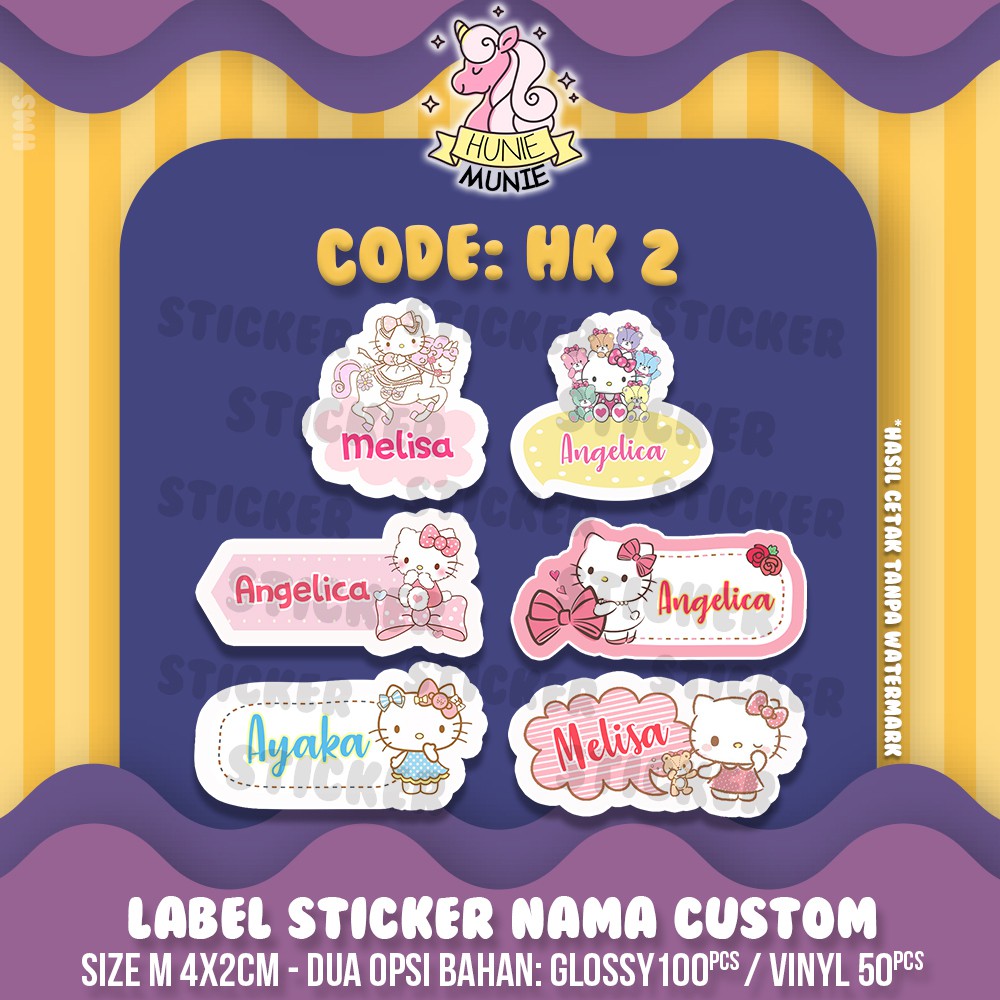 Jual Sticker Label Nama Custom - Hello Kitty (100pcs+) Stiker | Shopee ...