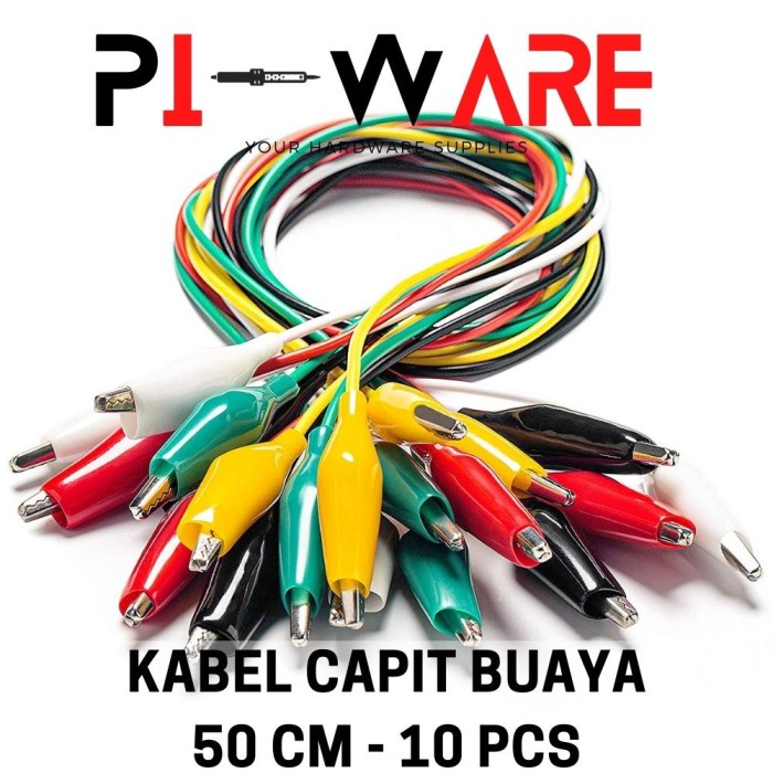 Jual Kabel Capit Jepit Buaya Set Isi 10 Pcs Warna Warni Panjang 50 cm ...