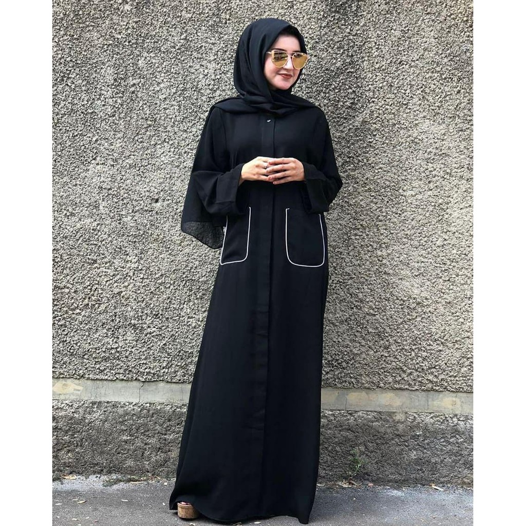 Jual Abaya Arab Hitam Polos Syari Maxi Dress Bahan Jetblack Premium Bisa Buat Casual, Formal ...