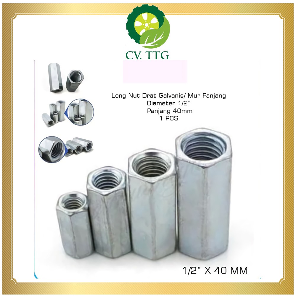 Jual Mur Panjang Long Nut Drat Galvanis 1/2'' X 40mm | Shopee Indonesia