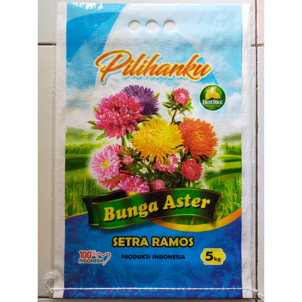 Jual Karung Beras Laminasi Merek Bunga Aster 5Kg | Shopee Indonesia