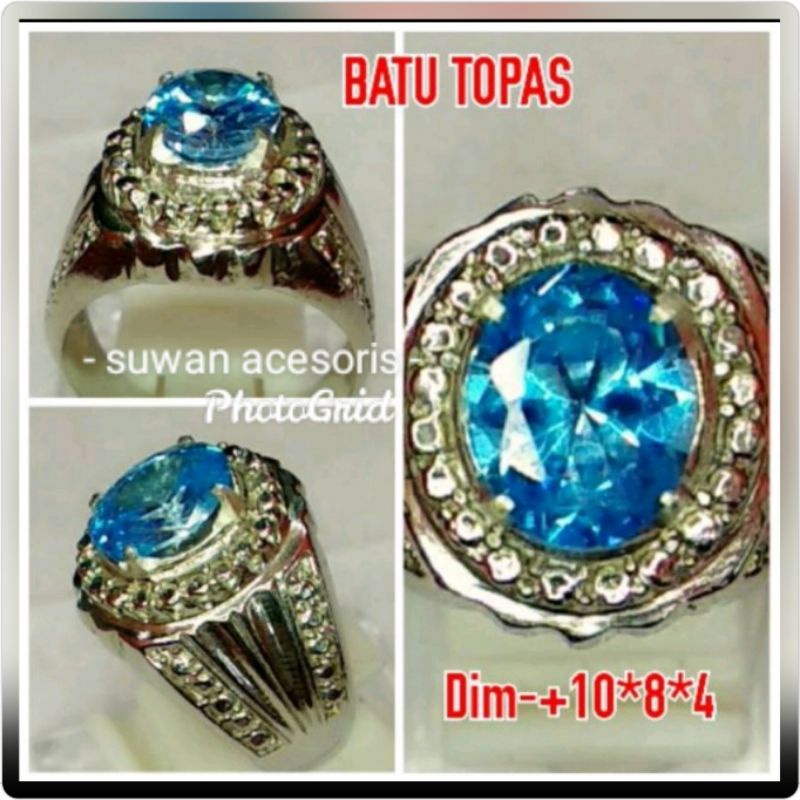 Jual BATU PERMATA BLUE TOPAS CINCIN ASLI TOPAS A1 | Shopee Indonesia