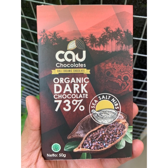 Jual Cau Chocolates-Organic Dark Chocolate 73% with Sea Salt Nibs ...