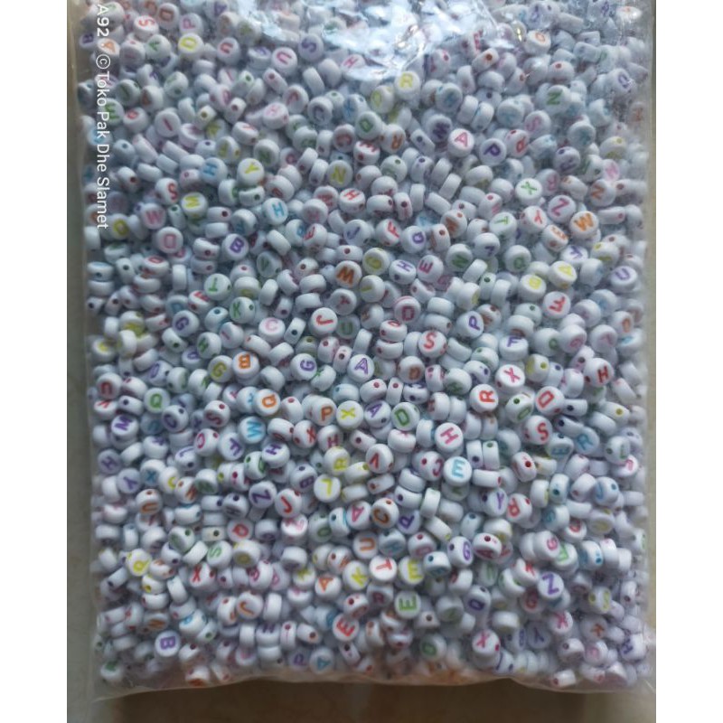 Jual Manik Huruf Bulat 1 Pon Akrilik Huruf Warna Huruf Bunga Monte ...