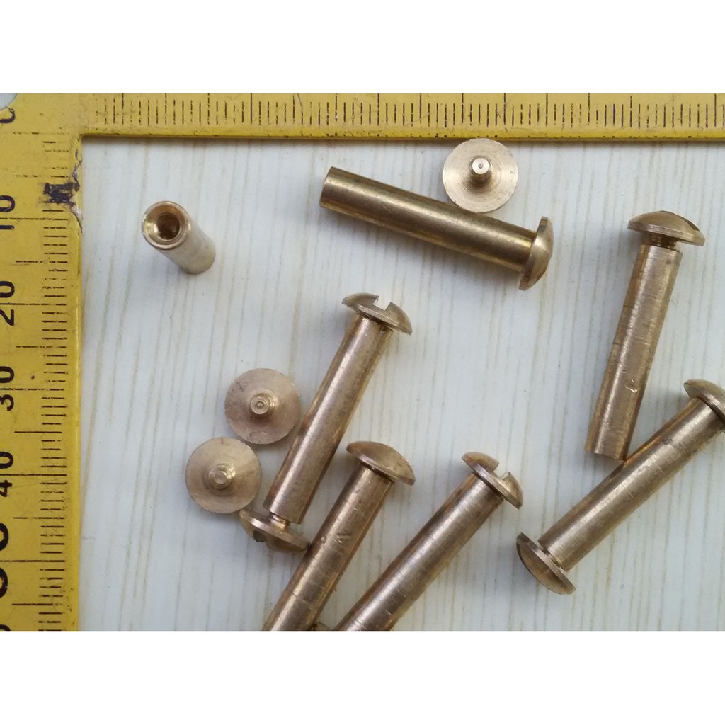 Jual Baut Jilid buku 25 mm (obeng minus) kuningan | Shopee Indonesia