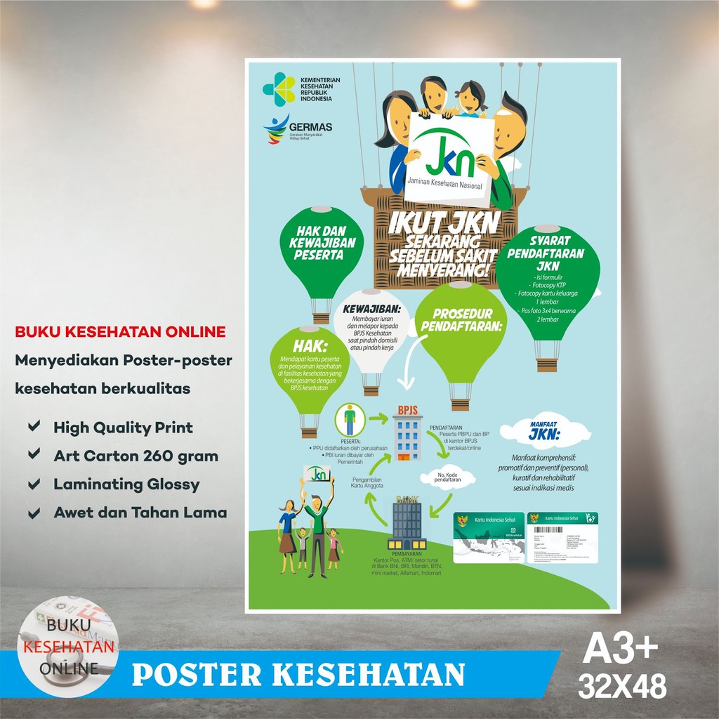 Jual Poster Kesehatan - IKUTI JKN SEKARANG - LAMINATING GLOSSY | Shopee ...