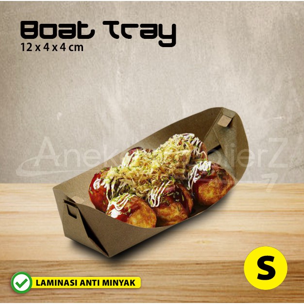 Jual Boat Tray - Food Tray - Tako Tray | KRAFT COKLAT | S (100pc ...