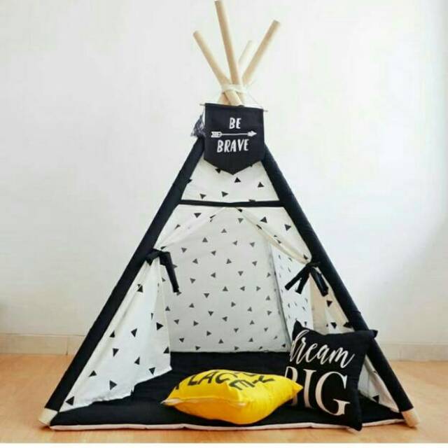 Jual Tenda anak - Triangle black ( teepee tent/tenda mainan anak/tenda ...