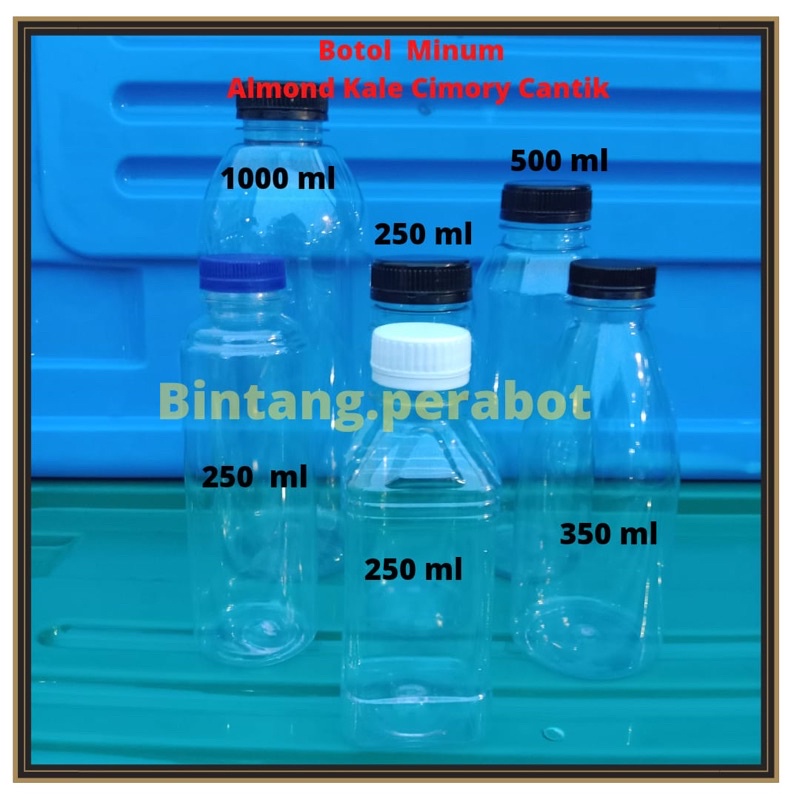 Jual Botol Minum Plastik 350-350-500-1000 ml - Botol Minum Almond ...