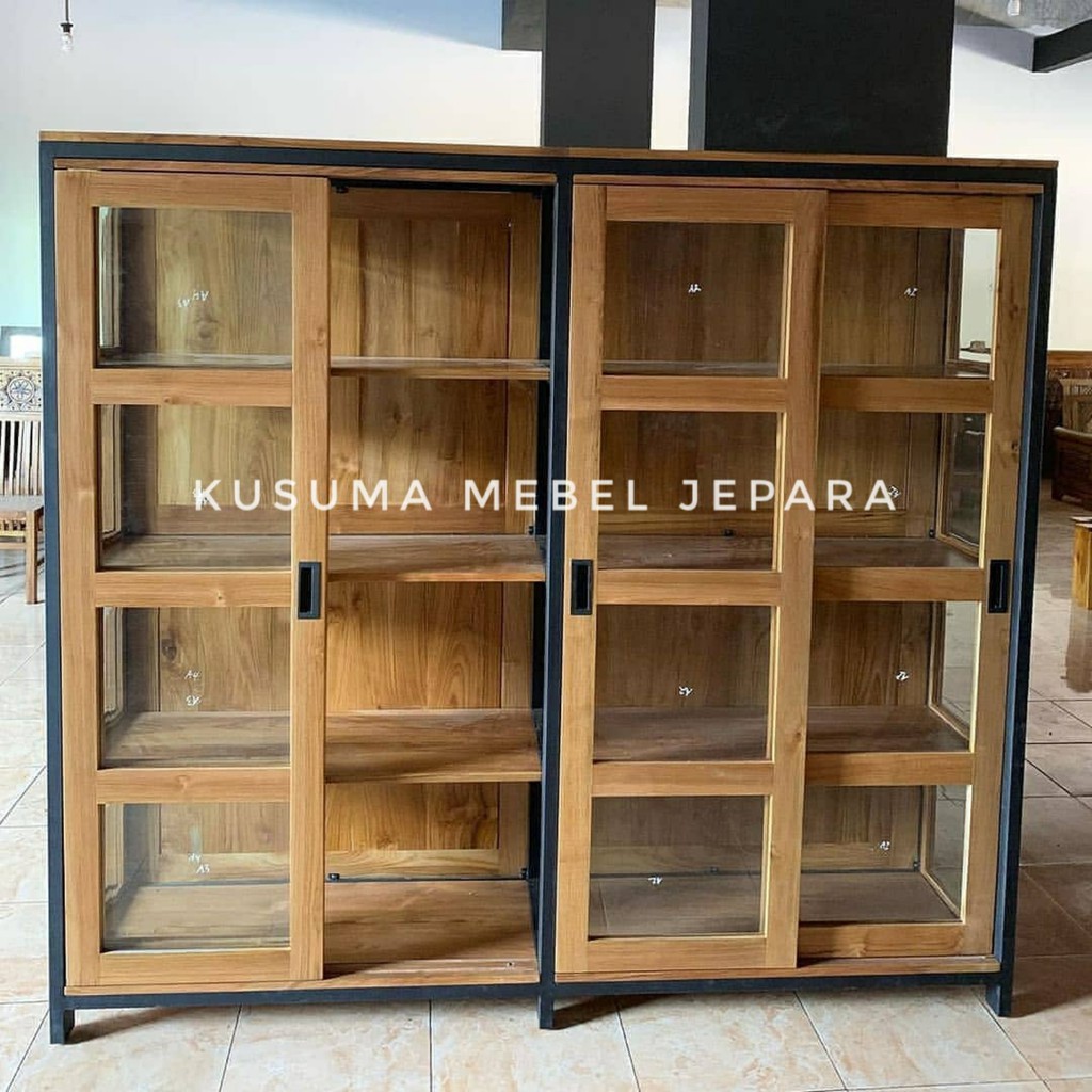 Jual Rak Etalase Rak Display Industrial Kayu Jati - Panjang 160cm ...