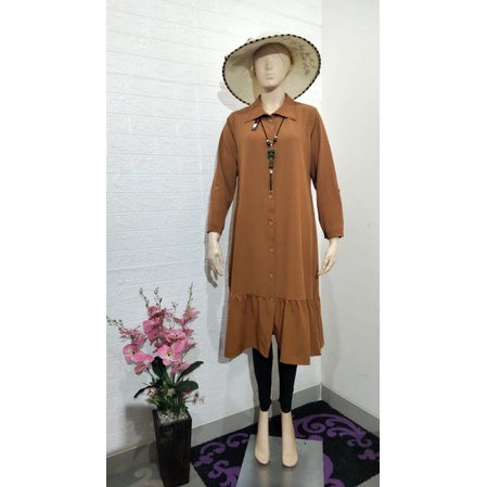 Jual tunik wanita model terbaru kancing full dan rempel bawah | Shopee ...