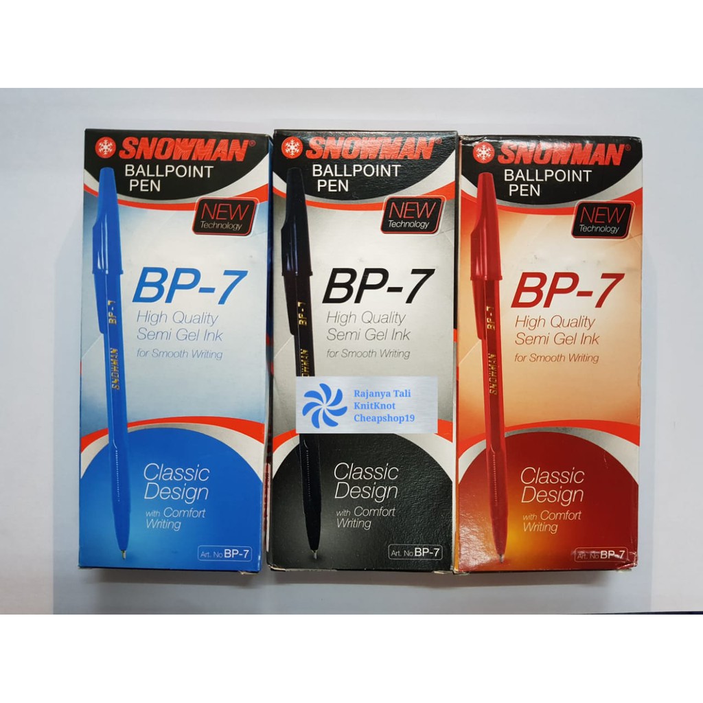 Jual Pena Ballpoint Snowman Bp 7 Hitam 12pcs / Pulpen Bp7 Bp-7 | Shopee ...