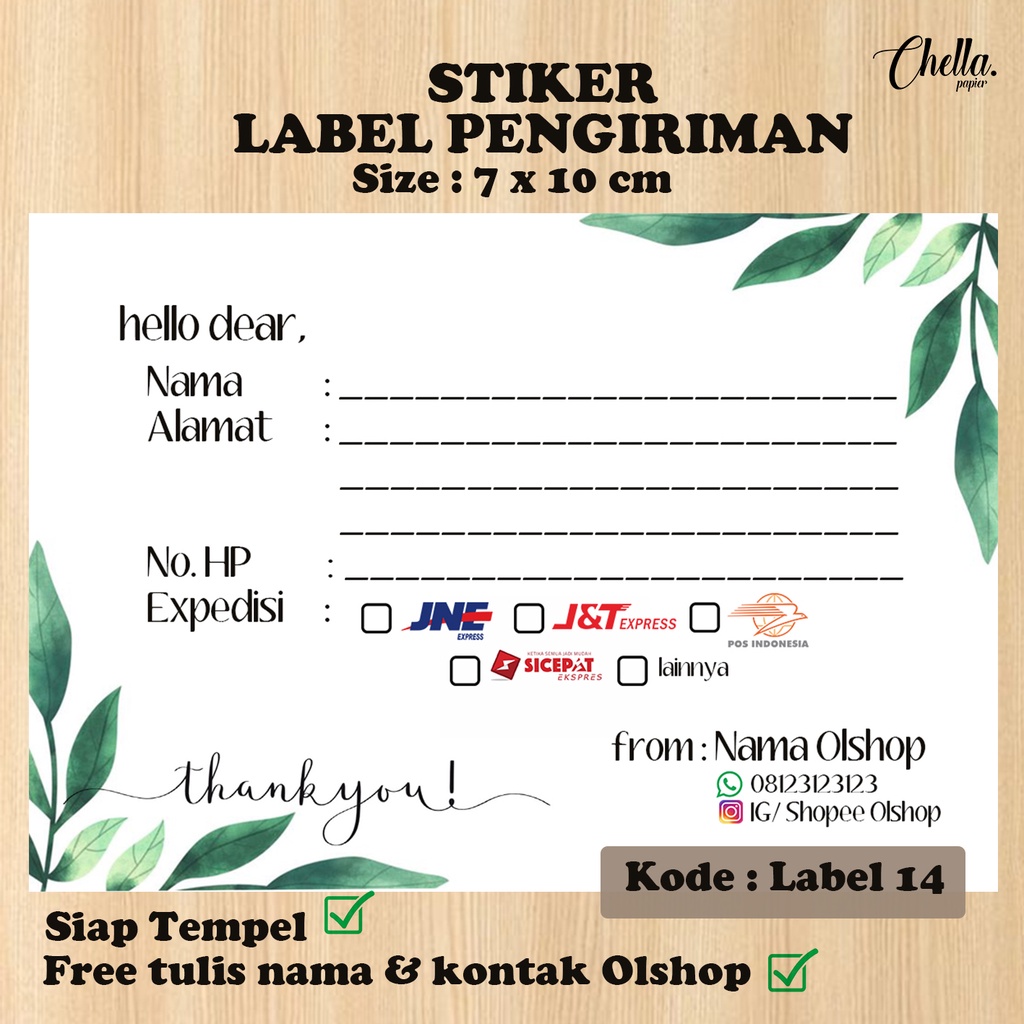 Jual STIKER LABEL PENGIRIMAN OLSHOP (BISA CUSTOM TULIS NAMA OLSHOP ...