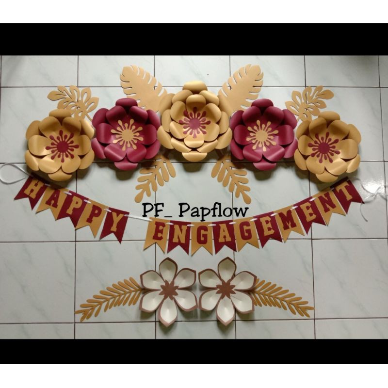 Jual PAPER FLOWER Engagement Murah/ Free Tulisan, BACKDROP / HIASAN ...