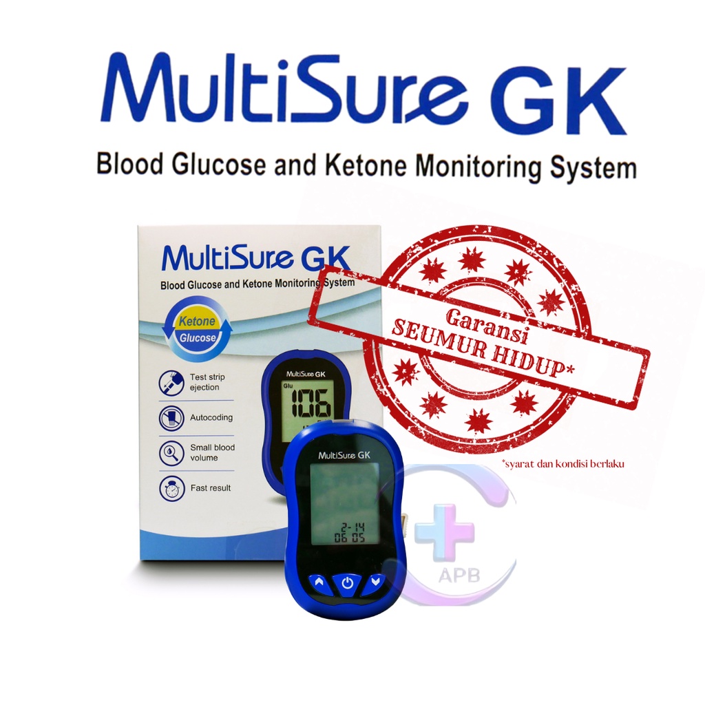Jual Alat Ukur Gula dan Keton Darah MULTISURE GK Blood Glucose Test and ...