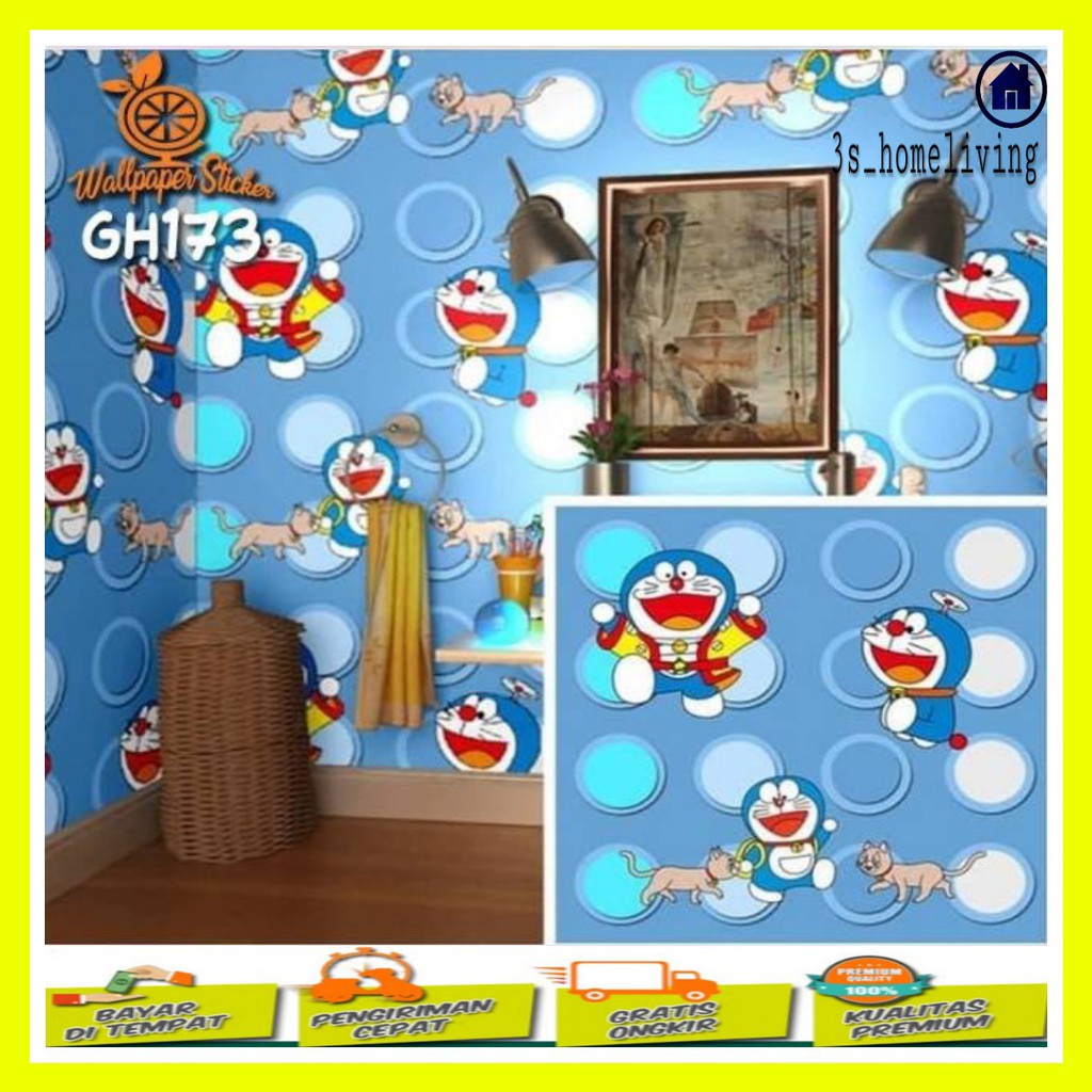 Jual Wallpaper Dinding Doraemon Bulat Wall Sticker Wallpaper Karakter Kartun Wallpaper Doraemon ...