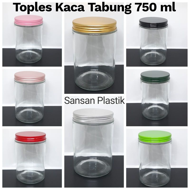Jual Toples Tabung Kaca 750 ml / Jar Kaca Bulat 750ml / Glass Jar 750 ...