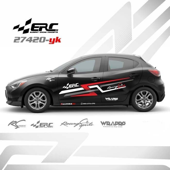 Jual Stiker Cutting ERC Racing Sport Stiker Striping Mobil Honda Brio ...