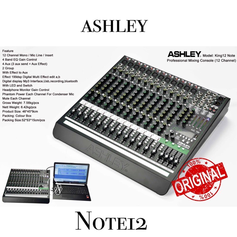 Jual Mixer Ashley King 12 Note Original 12 Channel Interface USB ...