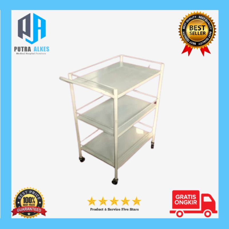 Jual Trolley instrumen 3 Susun Besi PC | troli instrument 3 rak besi PC ...