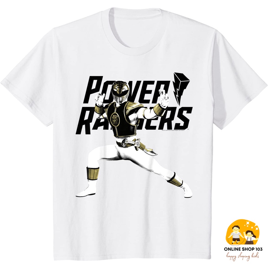Jual Baju anak Power Rangers White Ranger Action Pose Logo T-Shirt ...