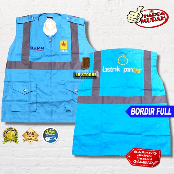 Jual Rompi PLN Bordir Full Biru / Rompi PLN Pintar IMJ Bordir Biru ...