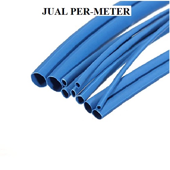 Jual Permeter Pembungkus Kabel 22 mm Biru Heat Shrink Tube Isolasi ...