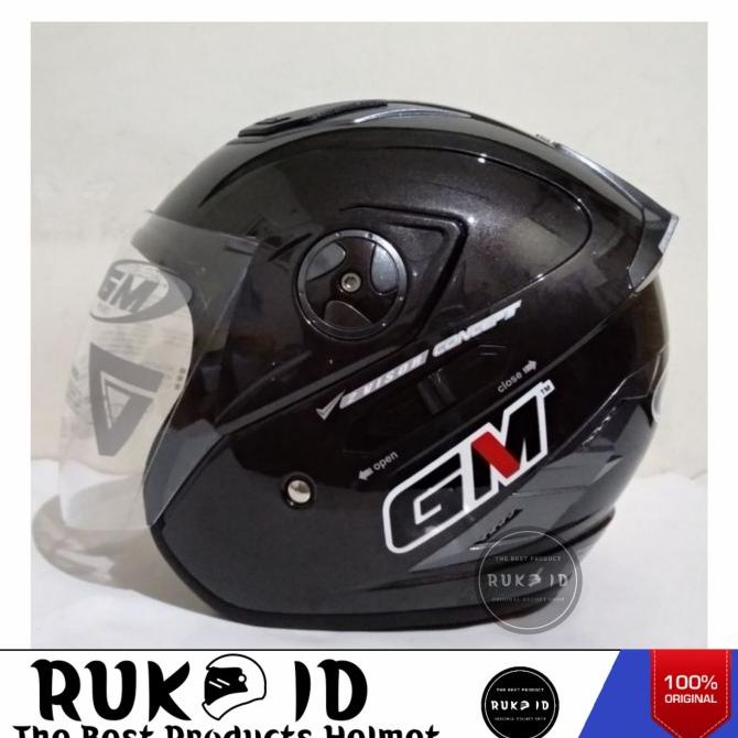 Jual Helm Gm Interceptor Gun Metal Original-Half Face Double Visor ...
