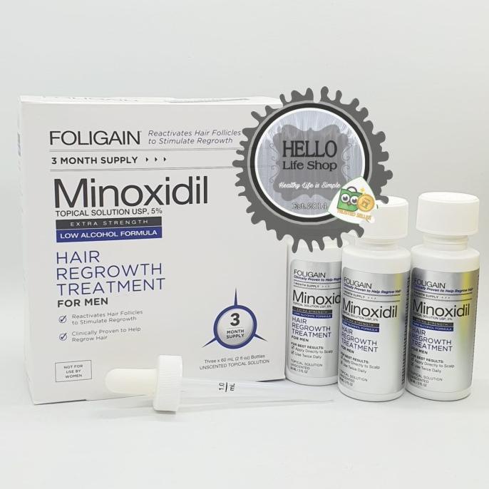 Jual Foligain Minoxidil Topical Solution 5% Extra Strength Ak | Shopee ...
