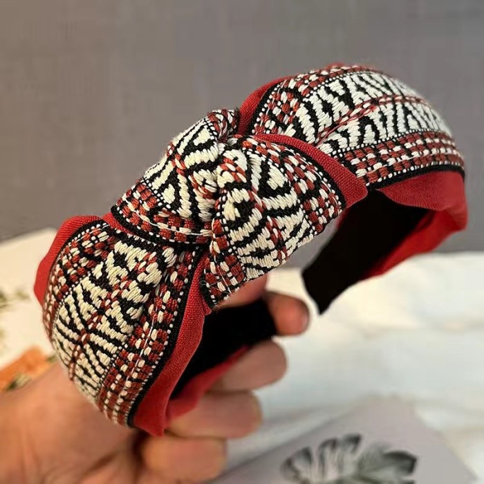 Jual Bando Bandana Simpul Korea Wanita Motif Tweed Batik Headband Hana ...