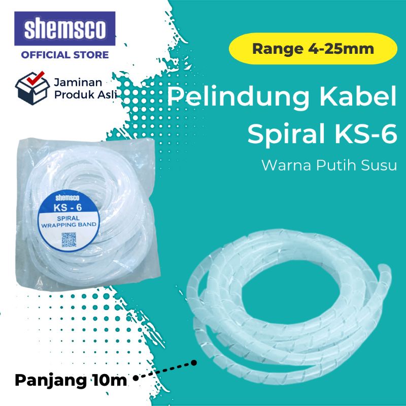 Jual 10 Meter Pelindung Kabel 4-25 mm Cable Spiral Wrapping Putih KS-6 Shemsco KSS | Shopee ...