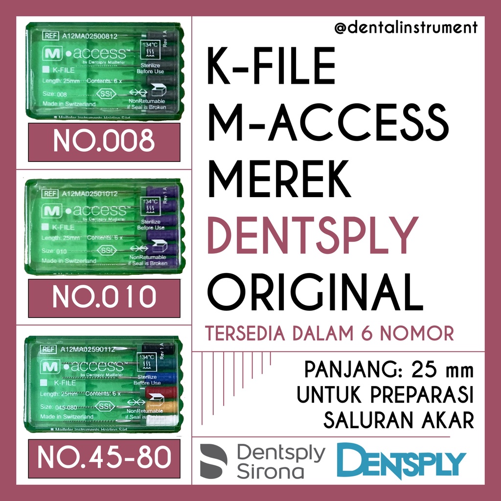 Jual K File M-Access 25 mm / 31 mm Merek Dentsply Original (Berbagai ...