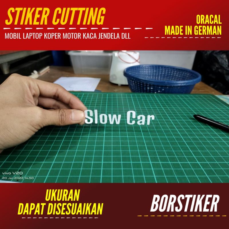 Jual STIKER SLOW CAR | STICKER CUTTING BAHAN ORACAL CUSTOM LOGO DLL ...