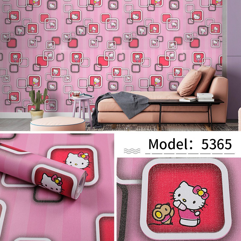 Jual Wallpaper sticker dinding hello kitty kotak merah ukuran 10 meter x 45 cm | Shopee Indonesia