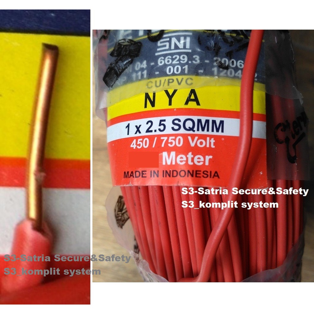 Jual Merah Kabel Listrik Tunggal 1 jalur Kabel NYA 2,5 mm ( NYA 1x2.5mm ...