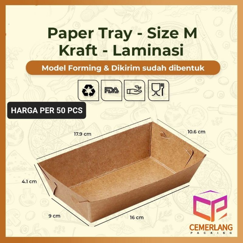 Jual FOOD TRAY KRAFT M MEDIUM PAPER LUNCH BOX NAMPAN TAKOYAKI SATE ...