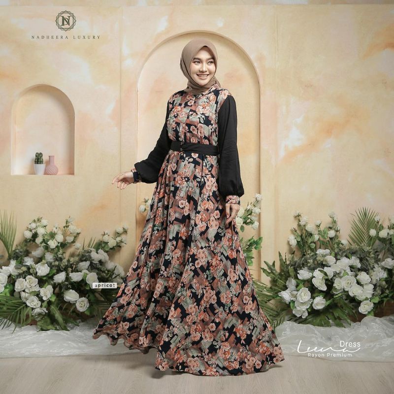 Jual Gamis Nadheera / Leena Dress by Nadheera Luxury / Nadheera Luxury Leena Dress Cerise, Leena ...