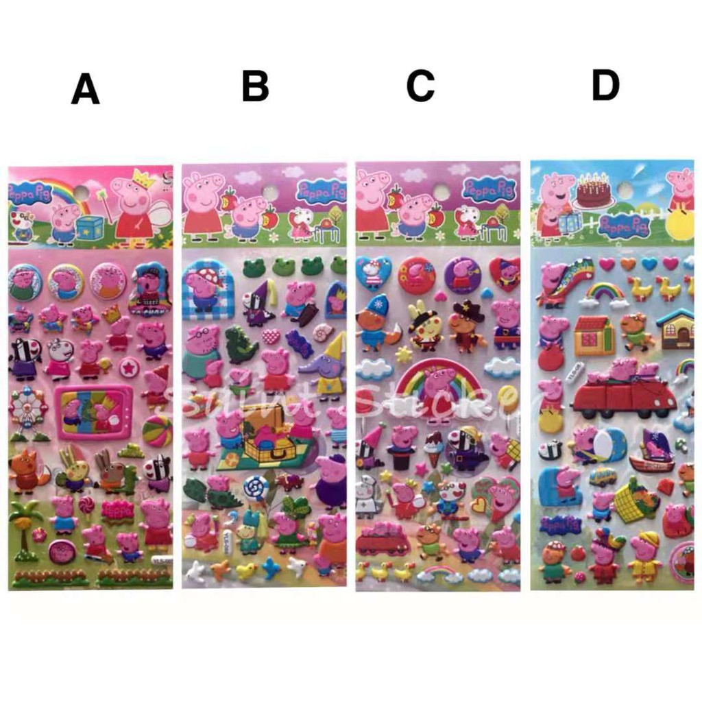 Jual Sticker Timbul Gambar Tempel Stiker Anak Karakter Kartun Pig Babi ...