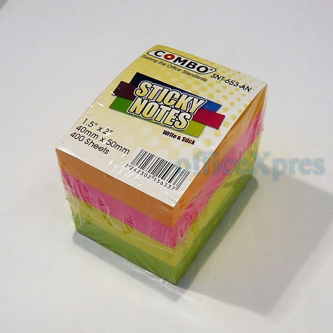 Jual Combo Sticky Notes / Memo SNT 653 AN (Neon) (1.5 x 2”) / Memo ...