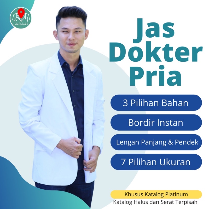 Jual Jas Dokter Pria Snelli Lengan Panjang dan Pendek Bahan Platinum ...