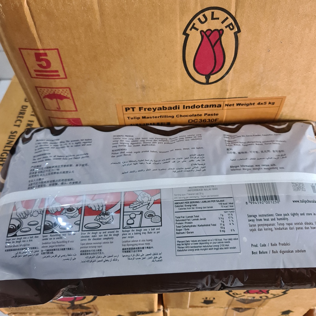 Jual Tulip chocolate master filling 5kg - selai coklat pasta 5 kg ...